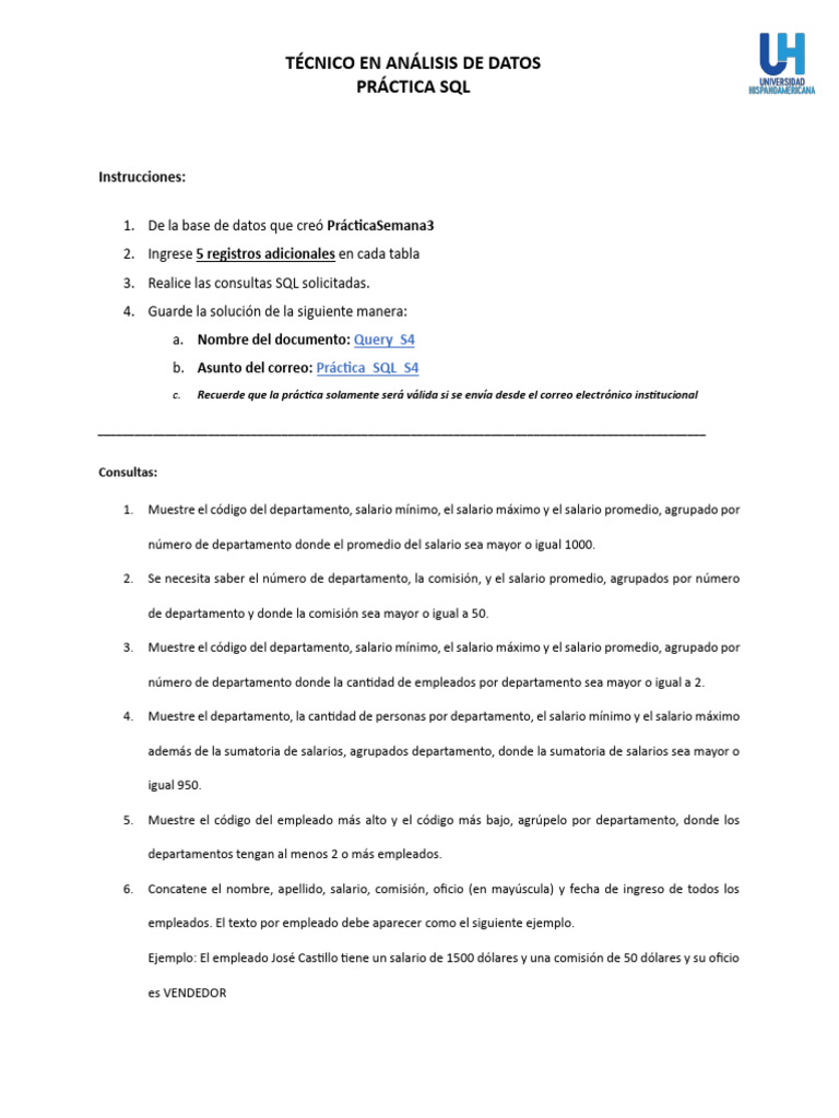Práctica - 3.2 - SQL | PDF | SQL | Salario
