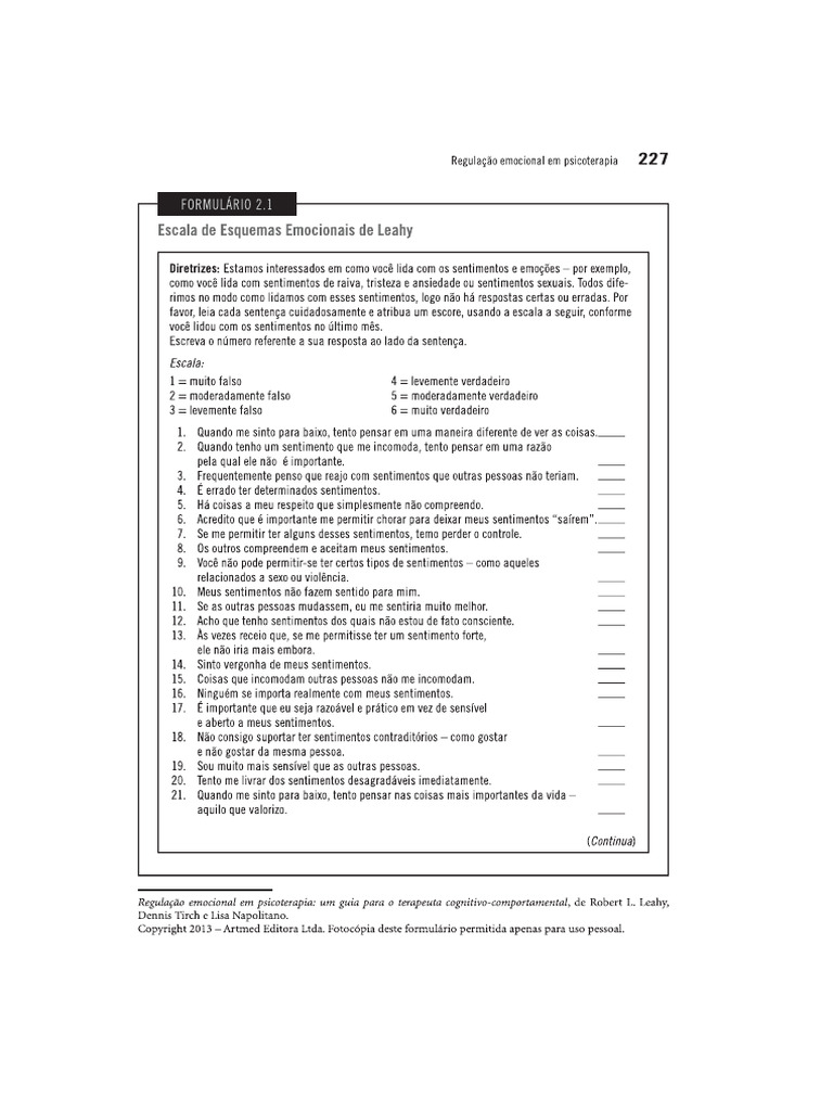 Escala Esquemas Emocionais | PDF