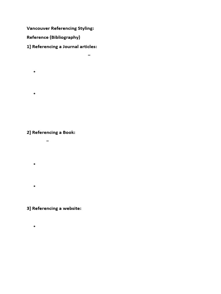 Vancouver Referencing Styling | PDF
