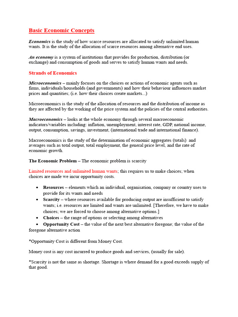 Basic Economic Concepts 1-1 | PDF | Economics | Macroeconomics