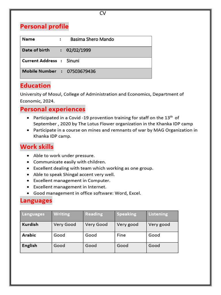 Personal Profile | PDF