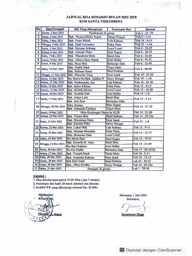 Jadwal Doa Mei 2025 | PDF