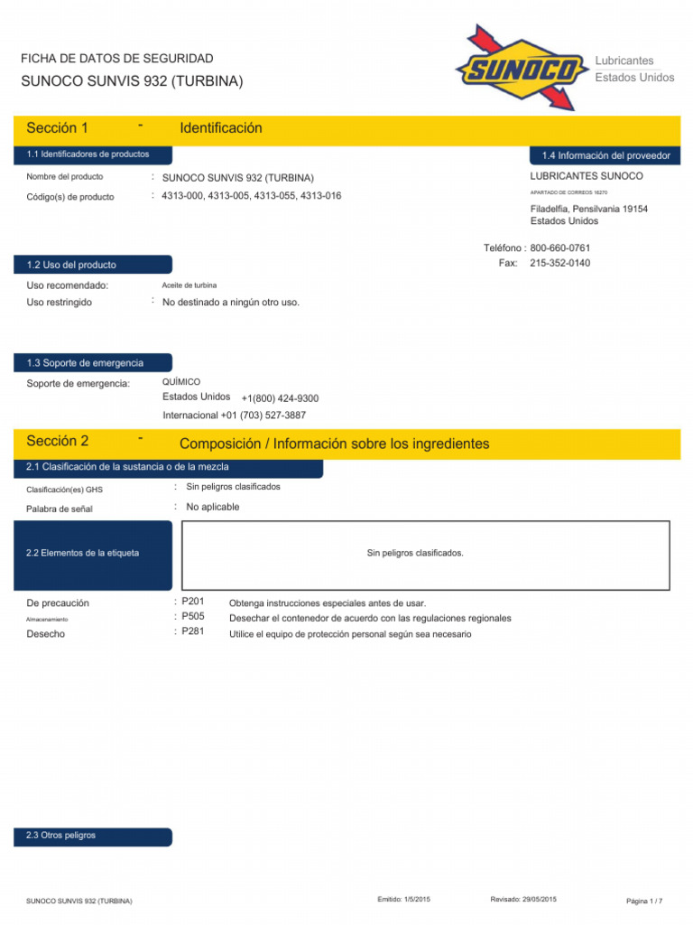 f442 Oil Sunvis 932 Sds | PDF | Agua | Ventilación (Arquitectura)