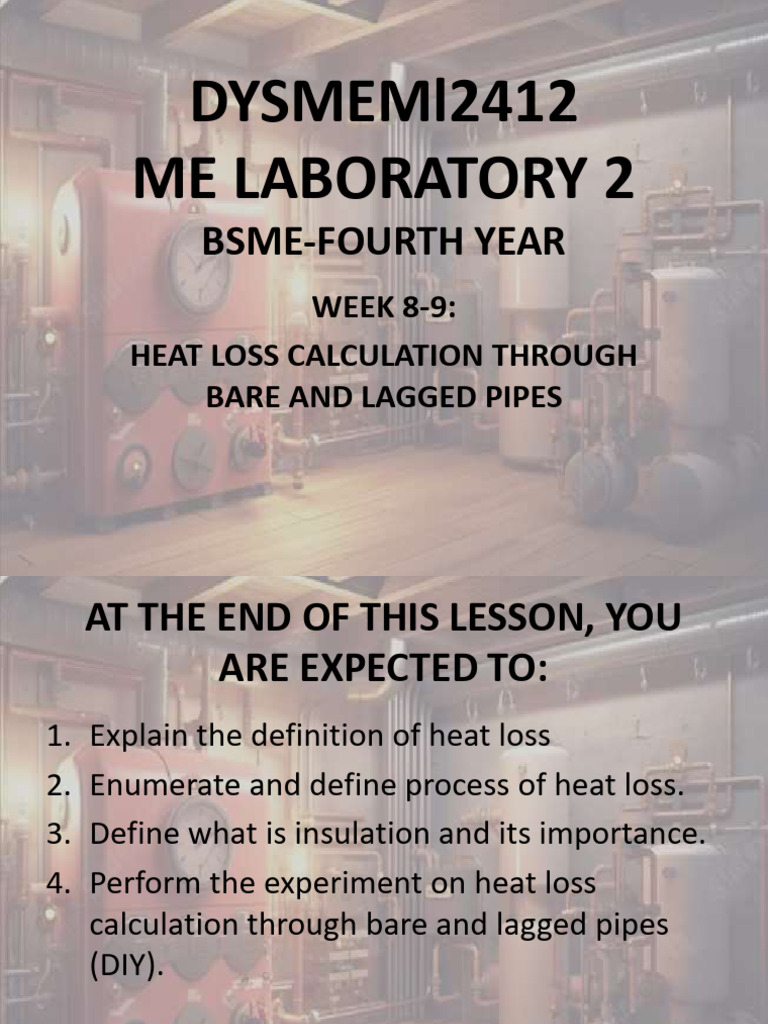 Me Laboratory 2 Lesson 5 Heat Loss Calculation Through Bare and Lagged ...