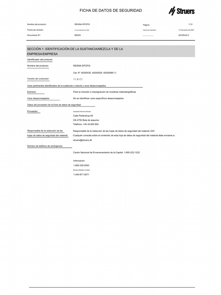 189. Epofix Resin_ingles (1) | PDF | Agua | Residuos