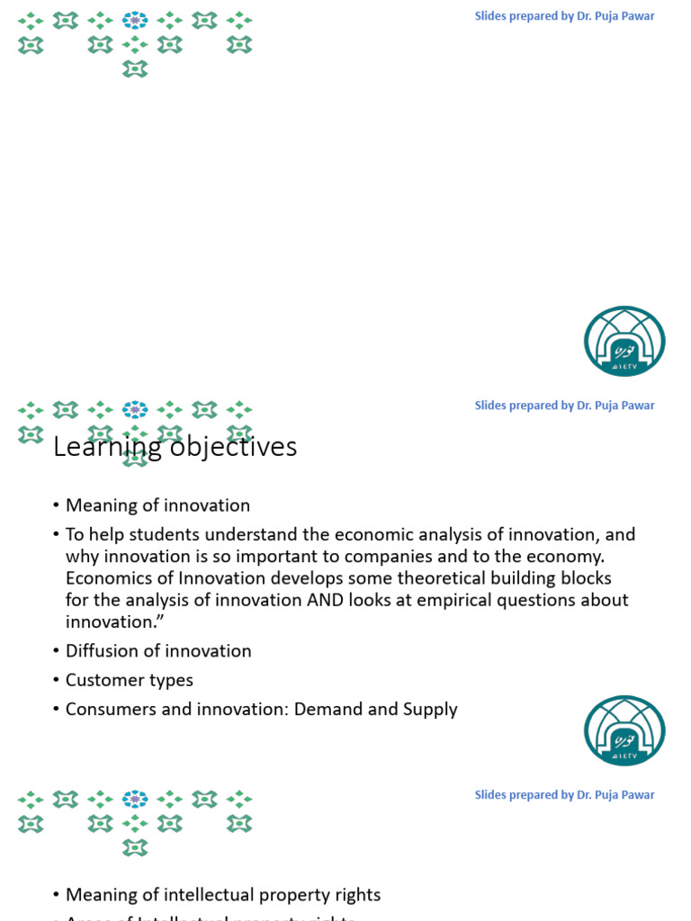 Chapter 9 Economics of Innovation and Intellectual Property Rights ...