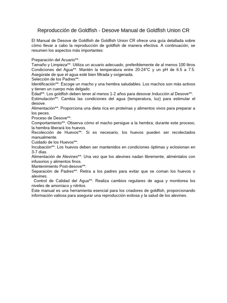 Reproducción de Goldfish | PDF