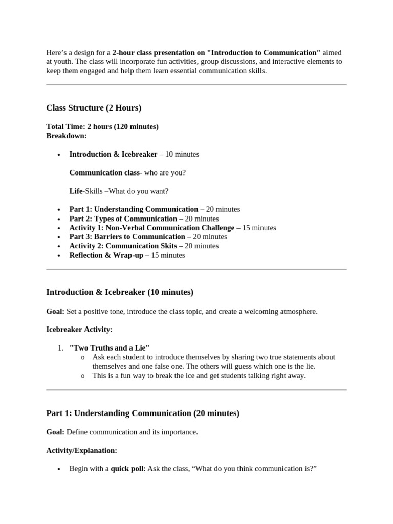 Lesson Plan Commmunication | PDF | Communication | Nonverbal Communication