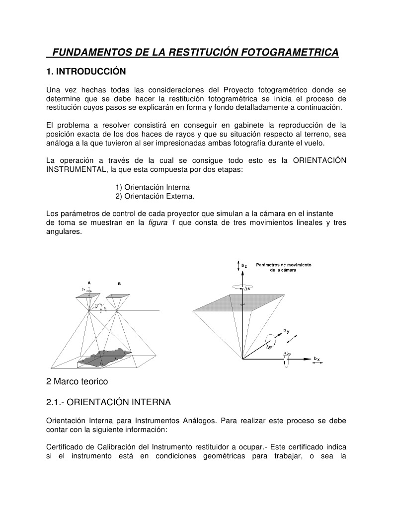 Fundamentos de La Restitución Fotogrametrica | PDF | Calibración ...