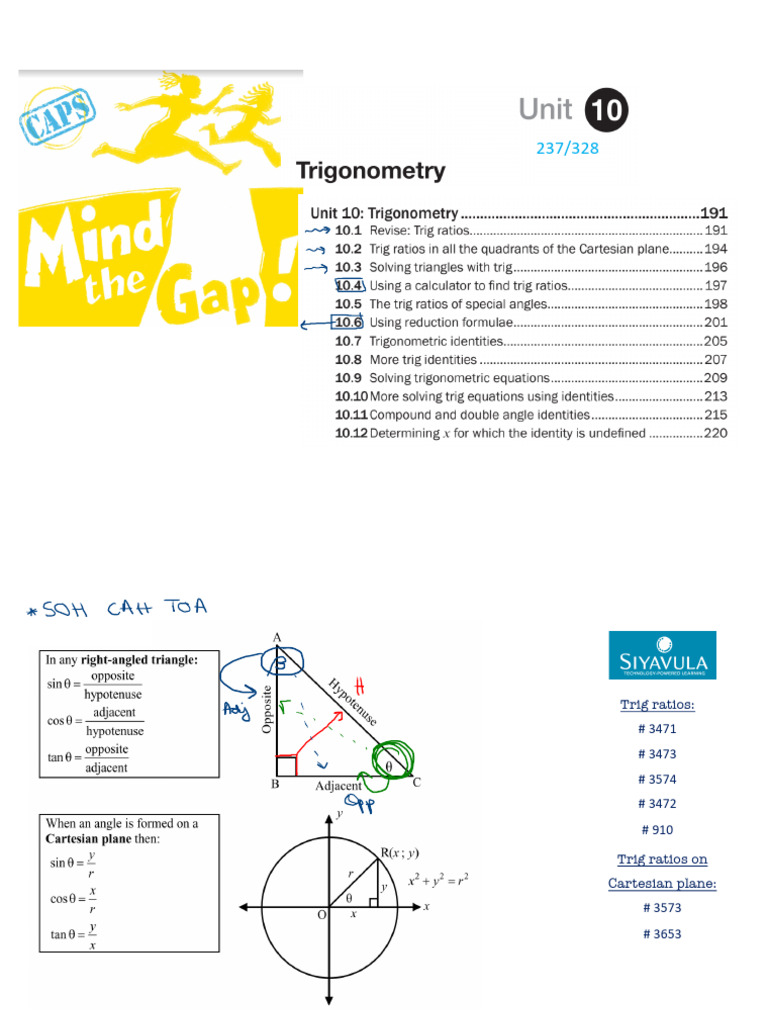 10 October - Lesson Notes - Trigonometry - Reduction Formulae | PDF