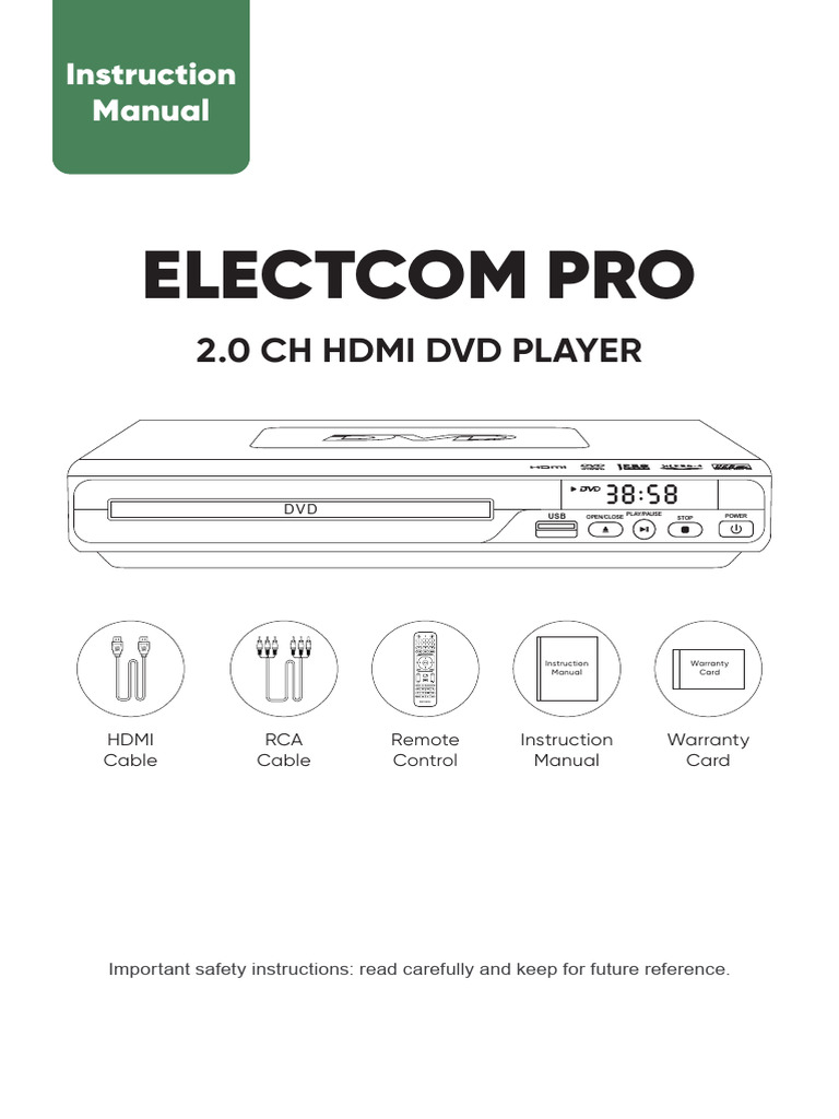 Electcom Pro DVD Player Manual | PDF | Compact Disc | Video