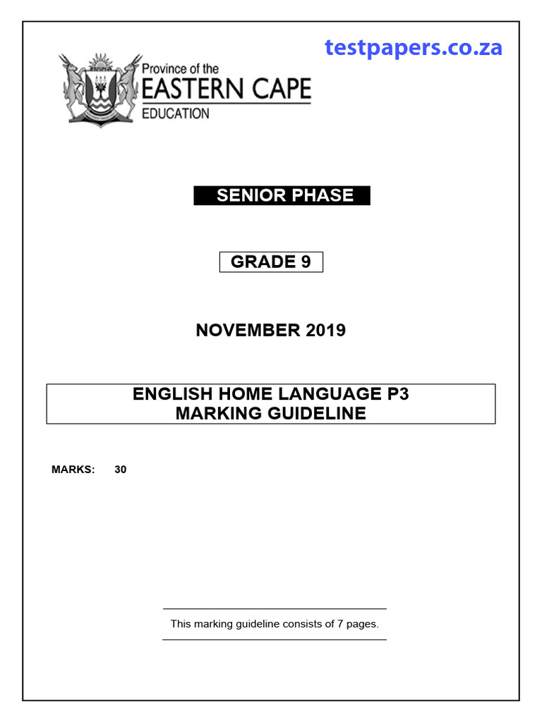 Eng HL P3 Memo GR9 Nov2019 D | PDF | Essays | Vocabulary