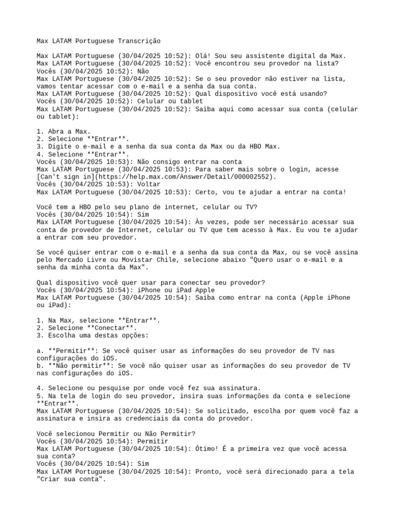 Max LATAM Portuguese Transcript | PDF | iOS | Informática