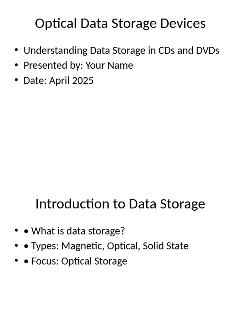 Optical Data Storage Presentation | PDF