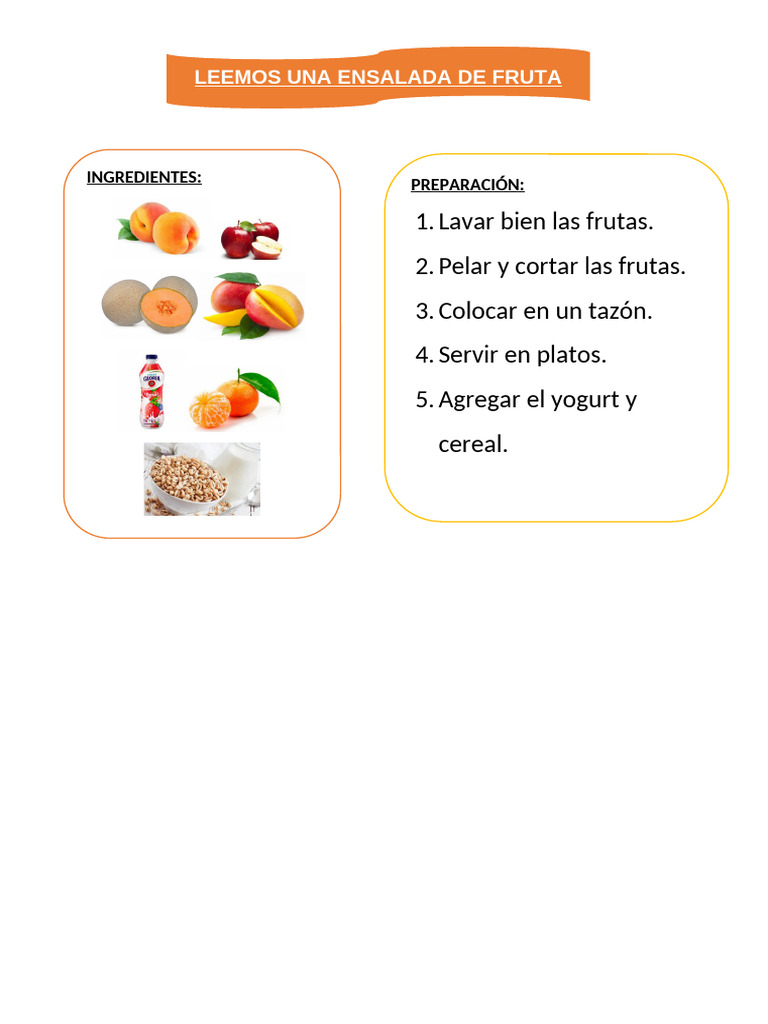 Ficha de Sesion Leemos Ensalada de Frutas | PDF