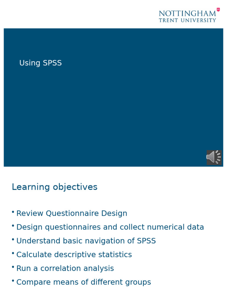 SPSS Intro Session1 | PDF | Statistical Analysis | Teaching Mathematics