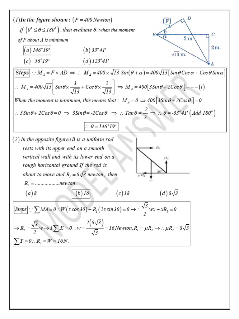 Statics 2025 Model | PDF | Force | Physical Quantities