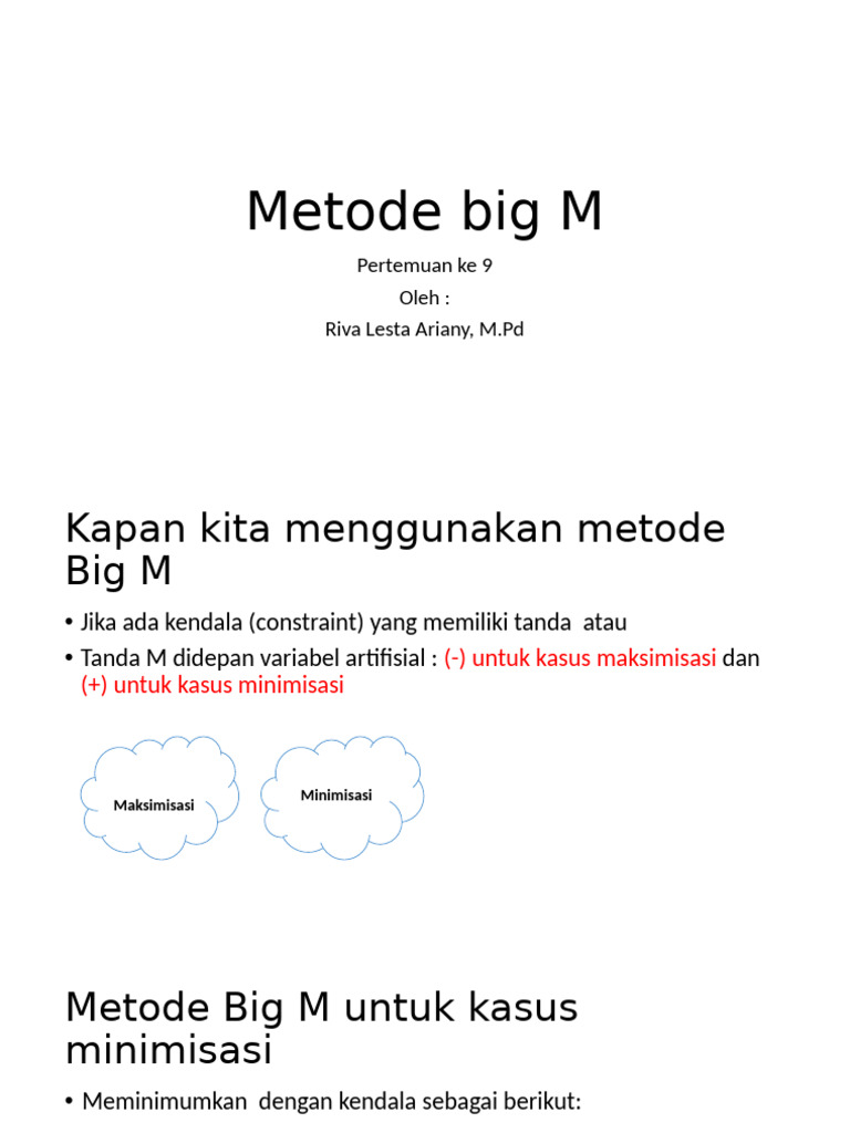 Pert Ke 9 Metode big M | PDF
