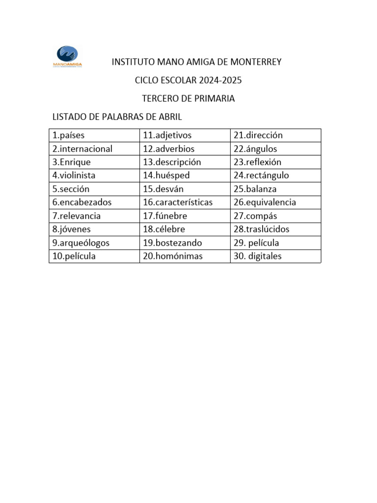 Palabras de Abril | PDF
