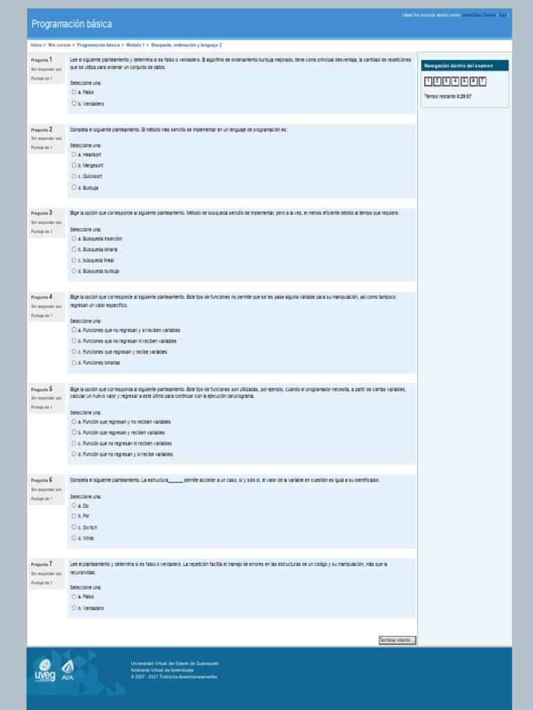 Búsqueda, Ordenación y Lenguaje C3 | PDF | Variable (informática ...