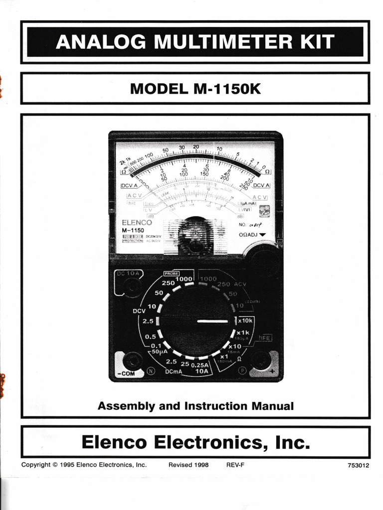 Manual Kit Multímetro Elenco M-1150K | PDF