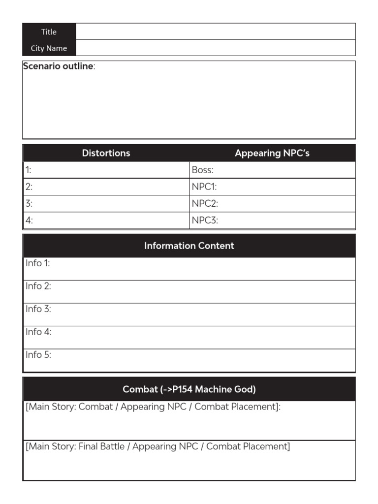 Scenario Template Blank Table | PDF