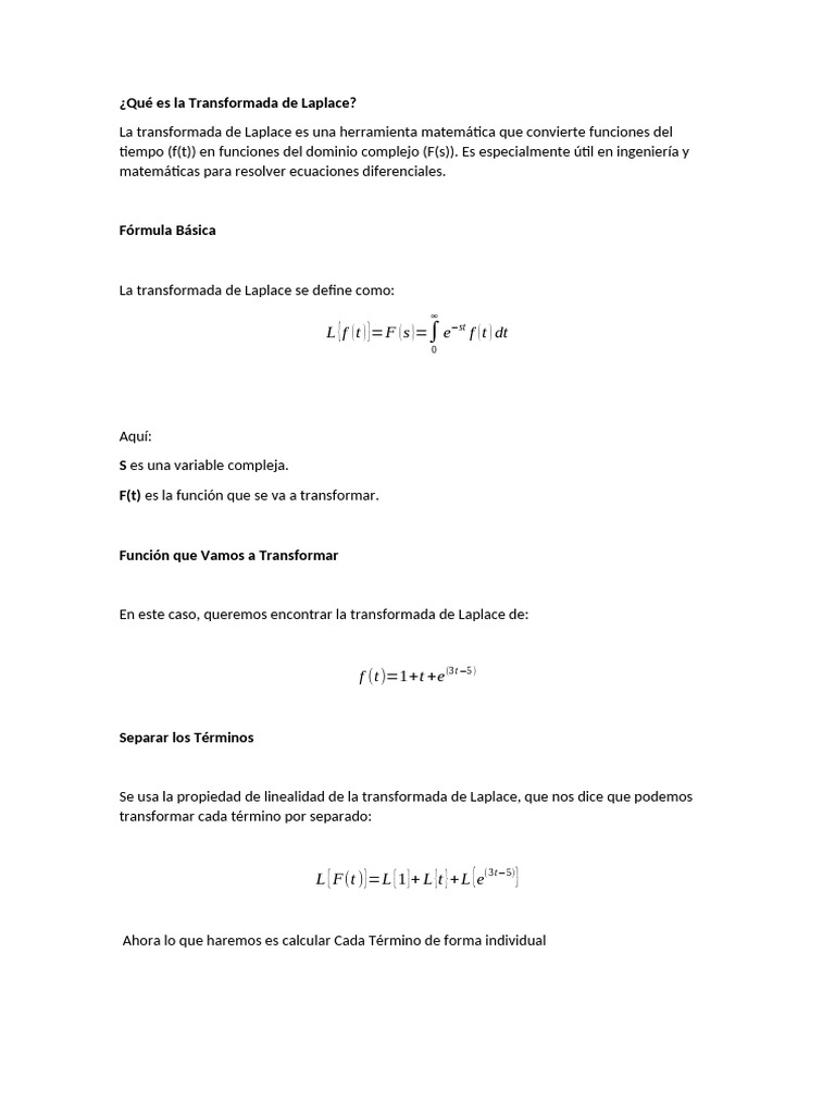 Qué Es La Transformada de Laplace MARIA TOBO | PDF | Transformada de ...