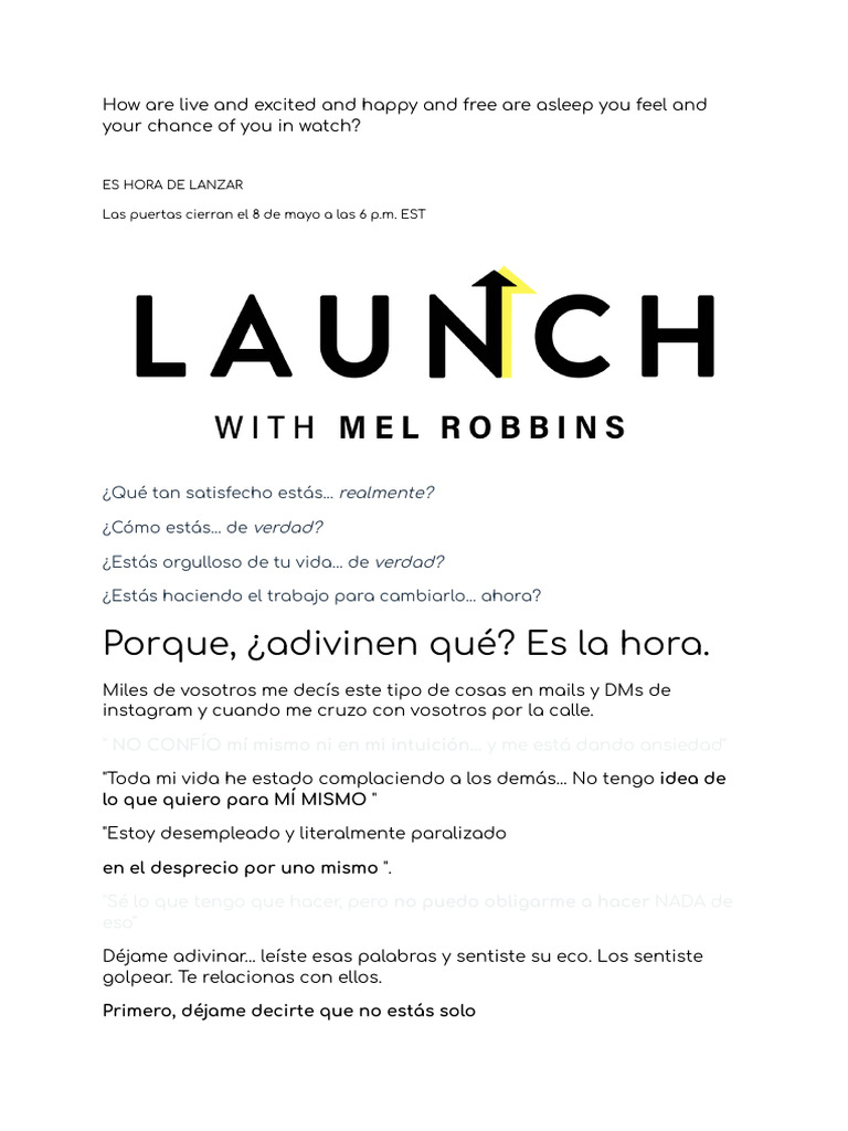Landing Lanzamiento Mel Robbins Reset | PDF