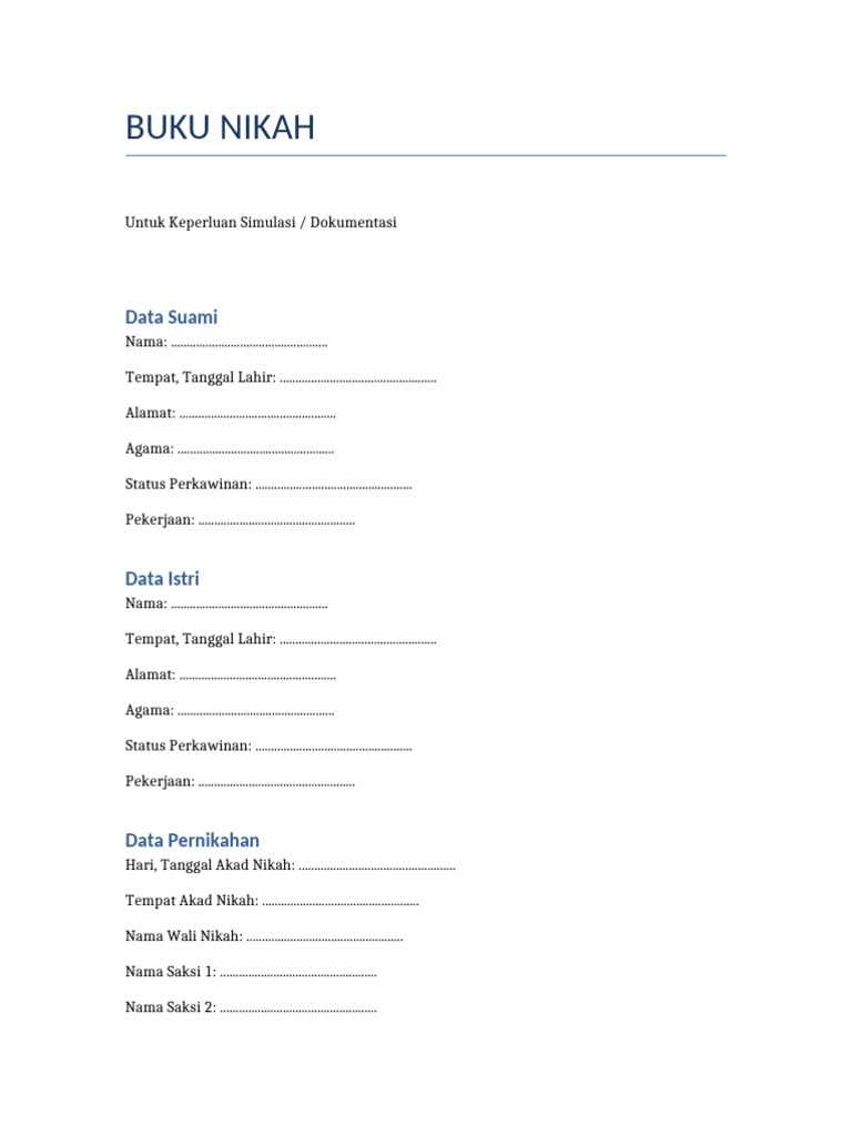 Template Buku Nikah Kosong PDF | PDF