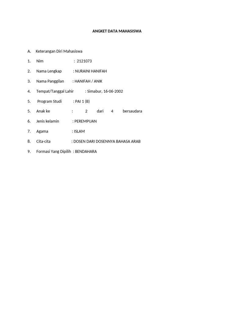 Angket Data Mah-Wps Office | PDF