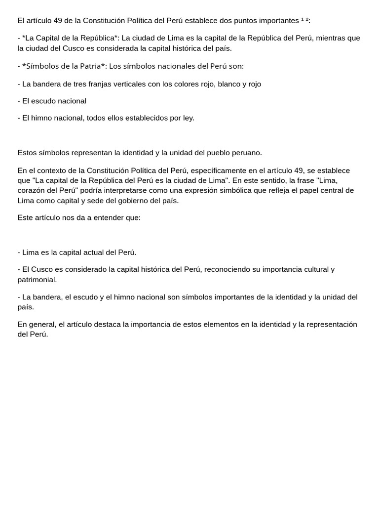 El Artículo 49 de La Constitución Política Del Perú Establece Dos ...