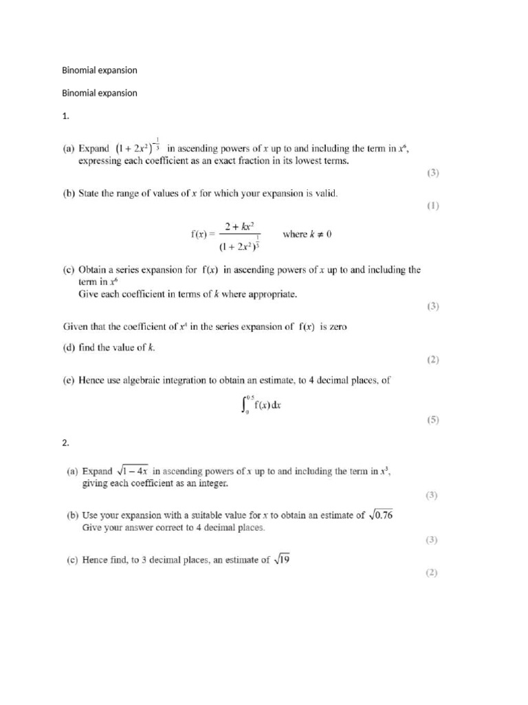 Binomial Expansion | PDF