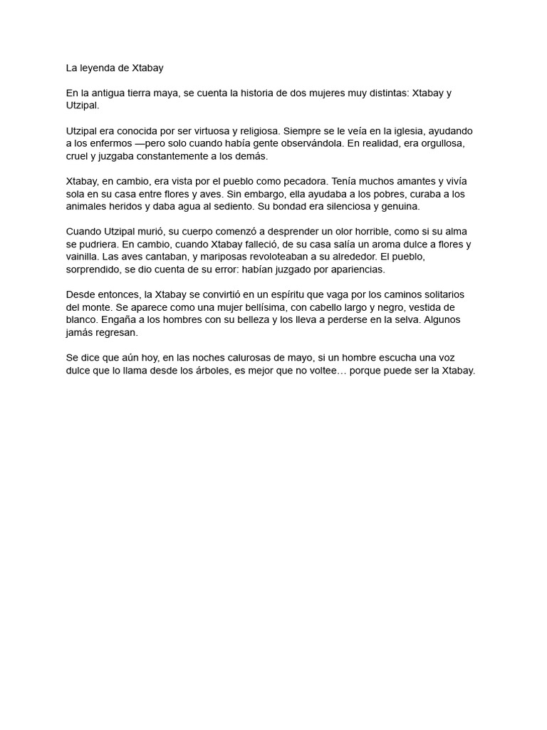 La Leyenda de La Xtabay | PDF