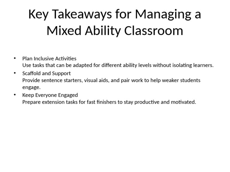 Mixed Ability Classroom Summary Slide | PDF