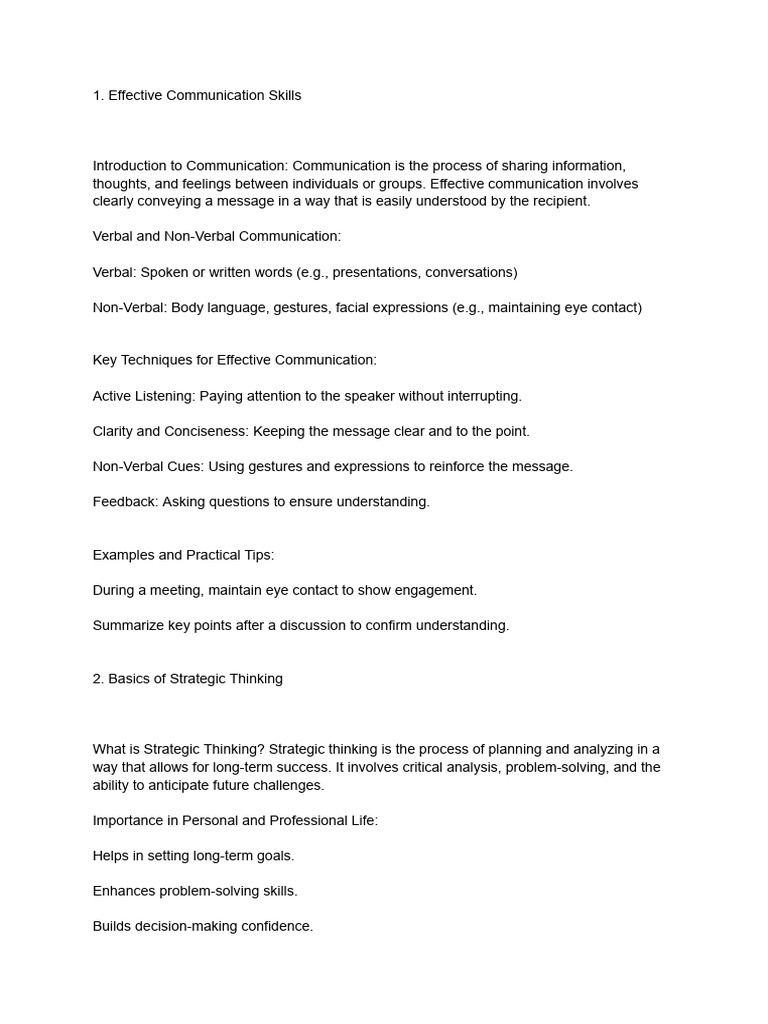 Effective Communication and Strategy Skills | PDF | Communication ...