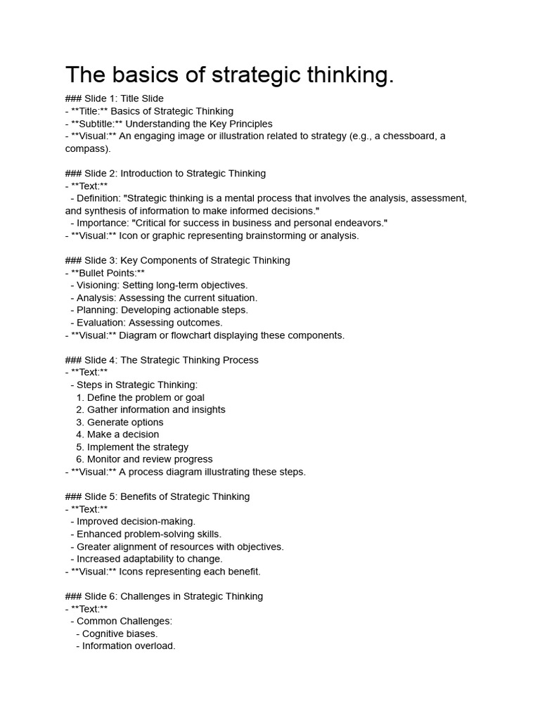 Strategic Thinking Essentials Guide | PDF | Strategic Thinking | Thought