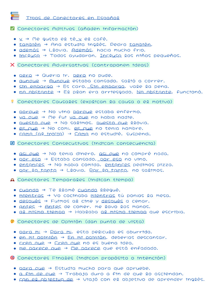 Infografía Conectores B1 | PDF