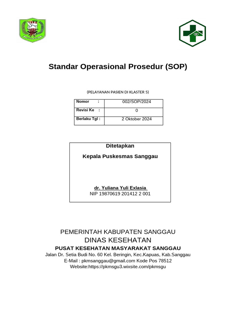 SOP Pelayanan Pasien Di Klaster 5 | PDF