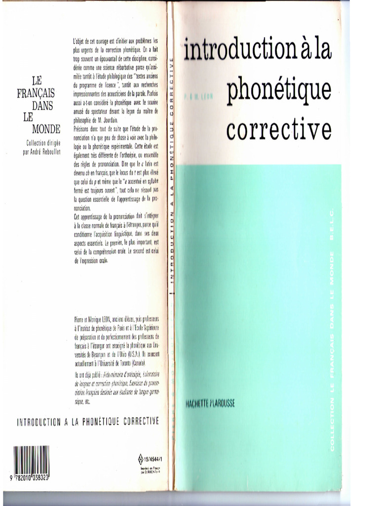 Leon Pierre Leon Monique Introduction A La Phonetique Correc | PDF