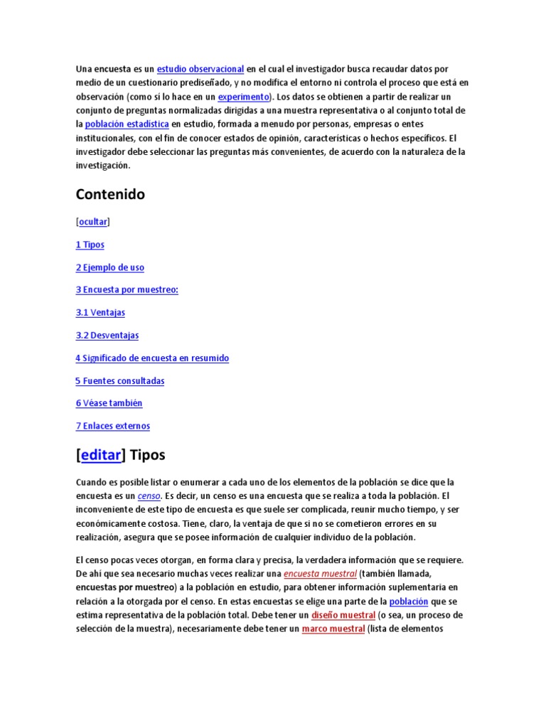 Una Encuesta Es Un Estudio Observacional en El Cual El Investigador ...
