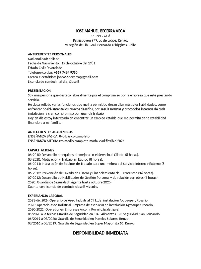 CV de José Manuel Becerra Vega | PDF