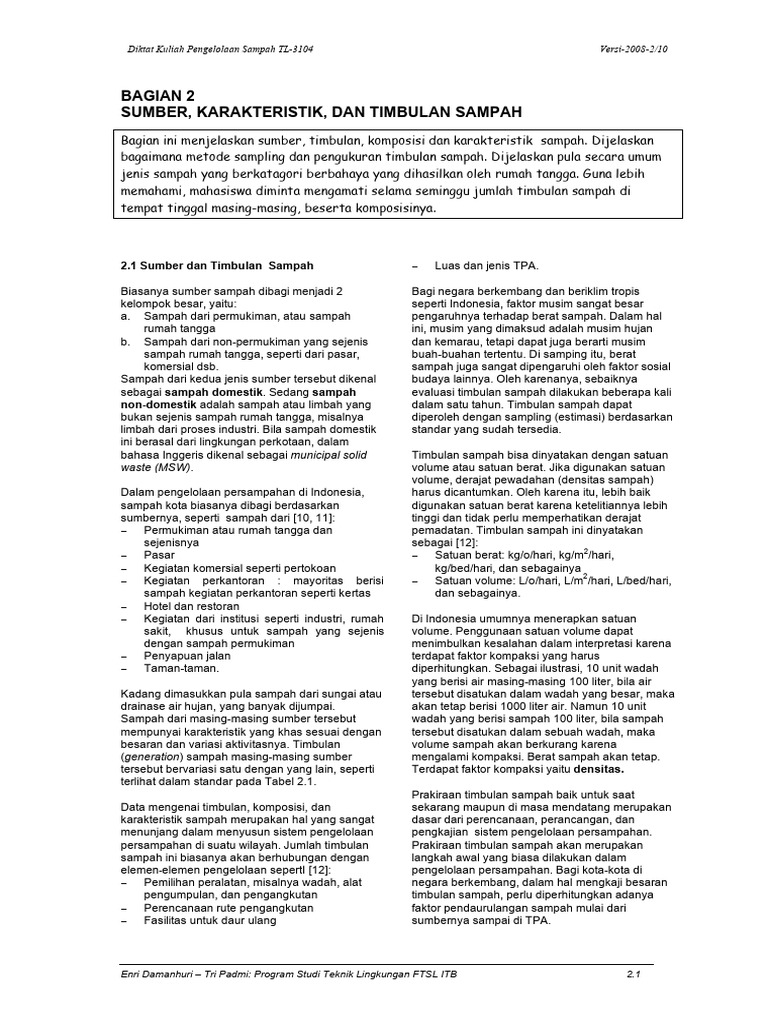 Downacademia.com Sumber Karakteristik Dan Timbulan Sampah | PDF
