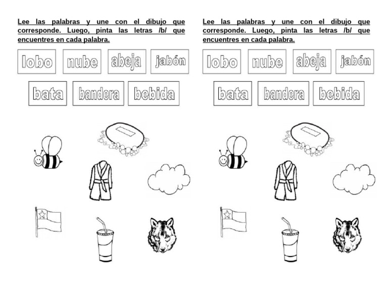 Lee Las Palabras y Une Con El Dibujo Que Corresponde | PDF