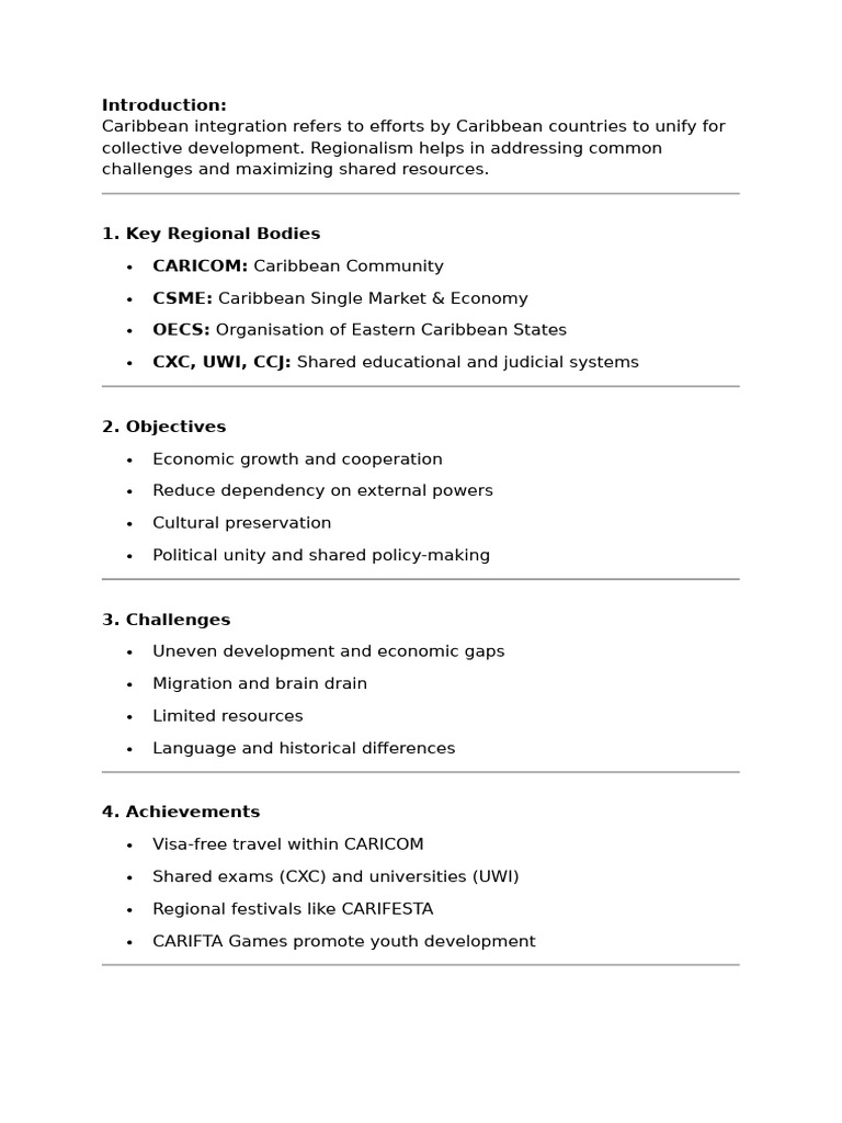 Caribbean Integration and Regionalism | PDF