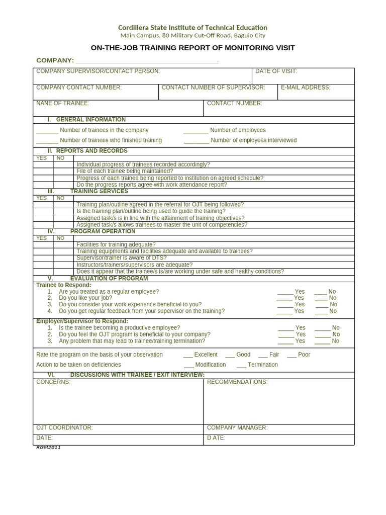 OJTMonitoring Report | PDF | Business