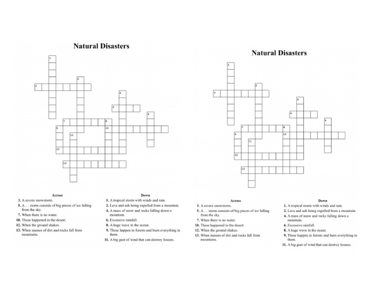 Natural Disasters Crossword | PDF