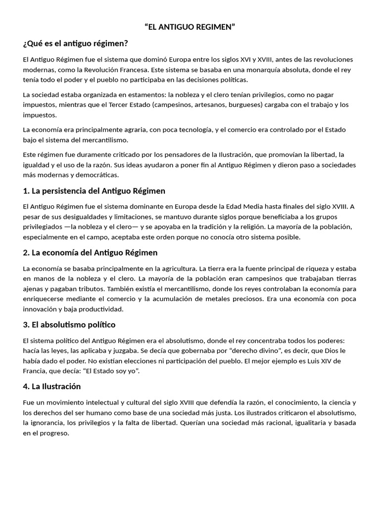 Antiguo Régimen: Poder y Desigualdad en Europa | PDF | revolución ...