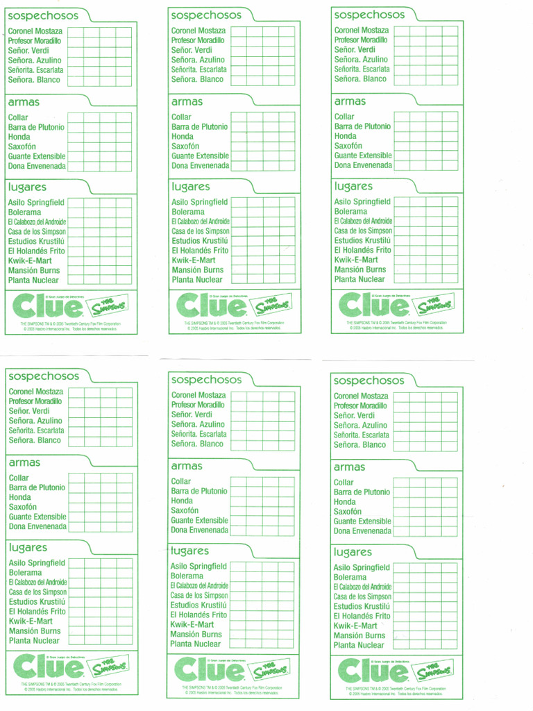 Clue Simpsons | PDF