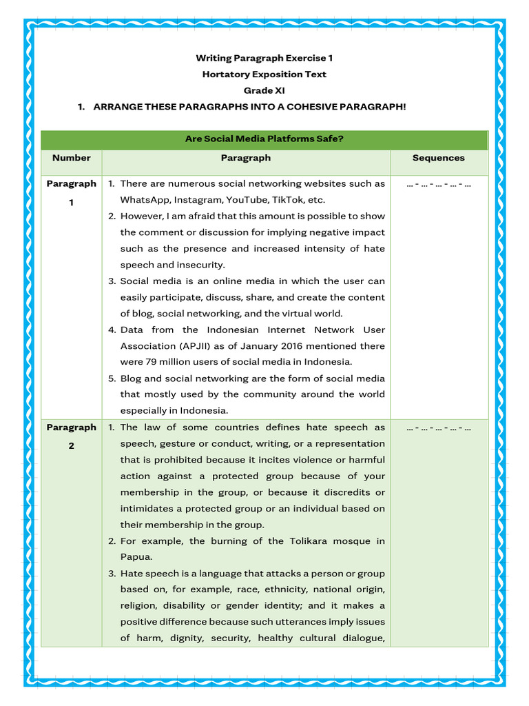 Arranging Paragraph Exposition Text | PDF | Social Media | Popular ...