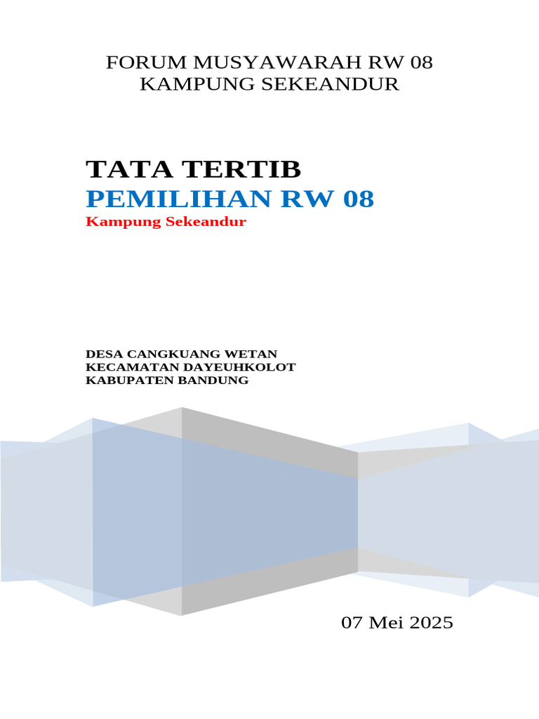 Tata Tertib Pemilihan Ketua RW 08 | PDF